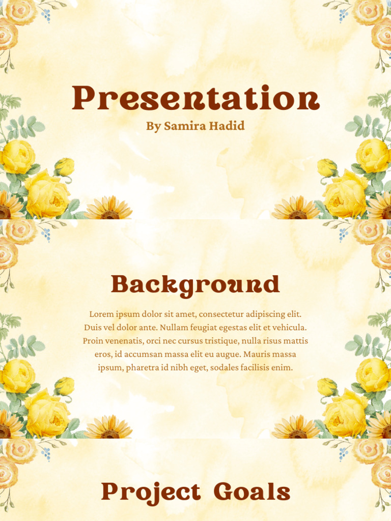 Yellow Watercolor Floral Illustration Presentation | PDF