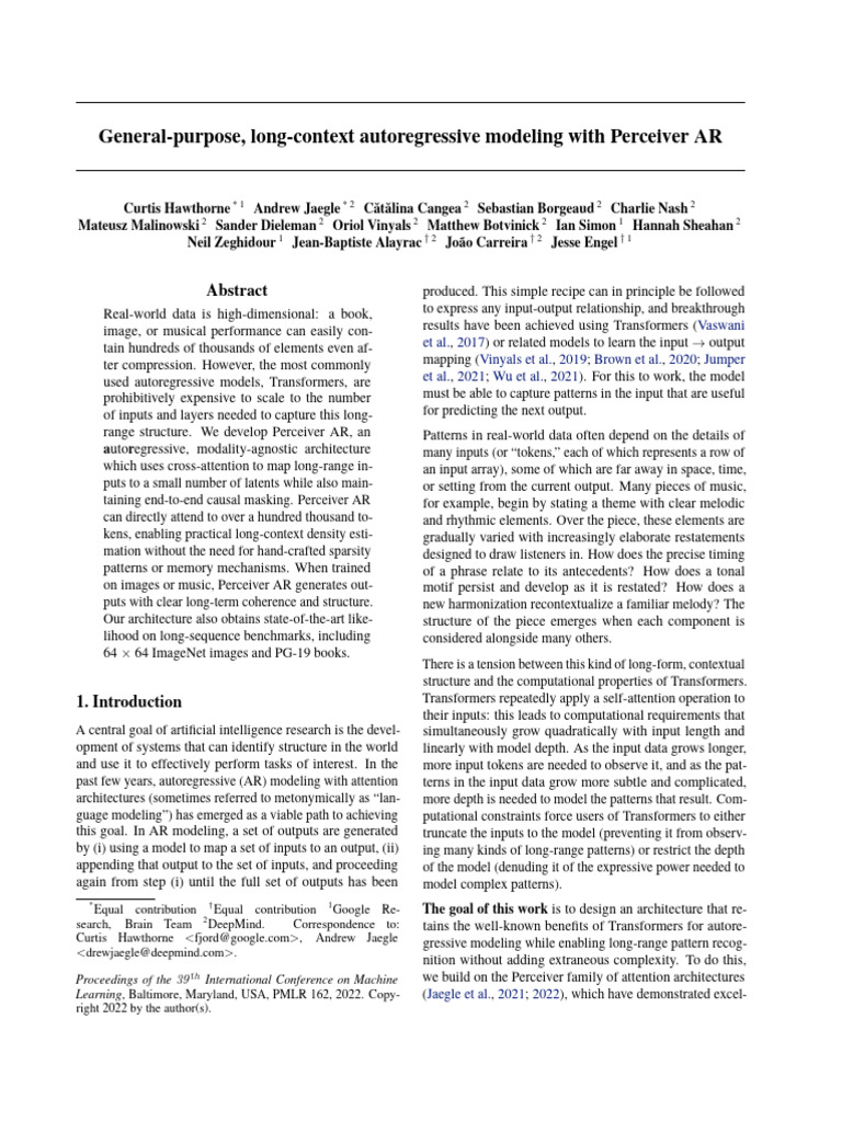 Hawthorne Et Al. - 2022 - General-Purpose, Long-Context Autoregressive Modeling With Perceiver ...