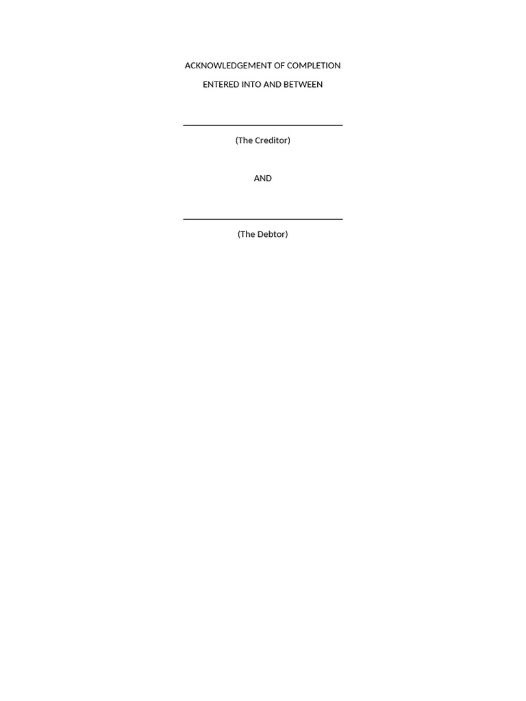 Acknowledgement of Completion - Sanitised | PDF | Indemnity | Legal ...