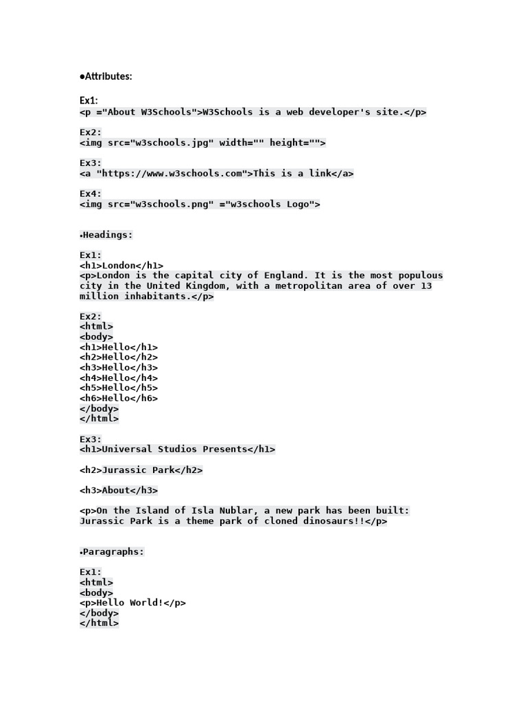 HTML Document Structure Examples | PDF