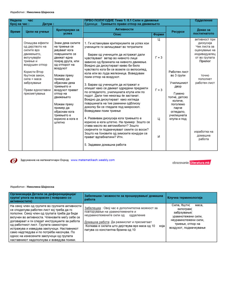Fiz 8 22 Trieweto Pravi Otpor Na Dvizenjeto | PDF