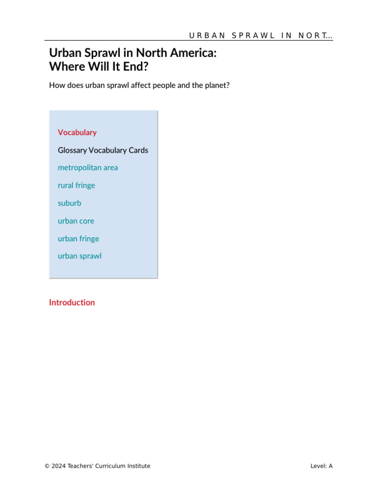 Urban Sprawl in North America - Where Will It End - Text | PDF | Urban ...