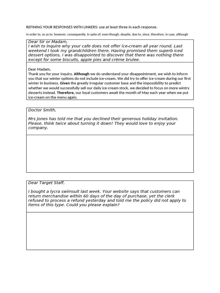 LINKERS - Letters and Responses. | PDF