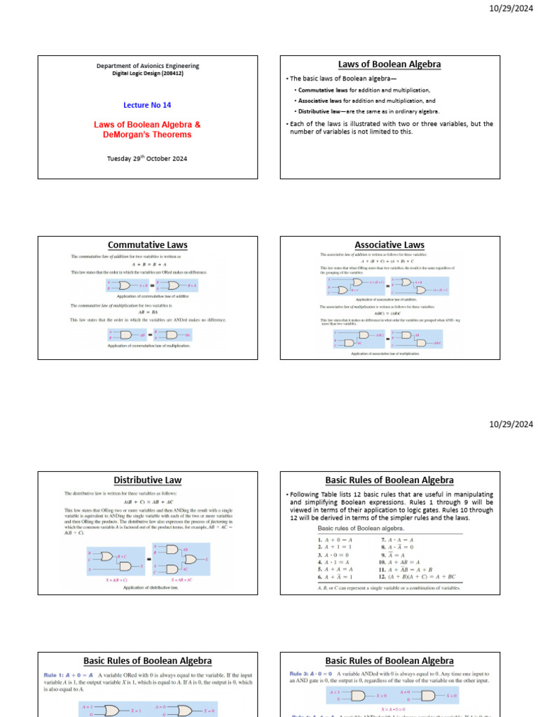 DLD Lecture No. 14 | PDF | Boolean Algebra | Teaching Mathematics
