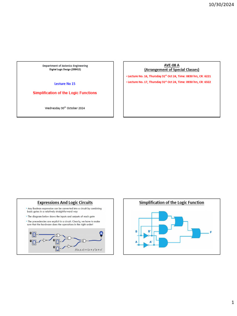 Logic Function Simplification Lecture | PDF
