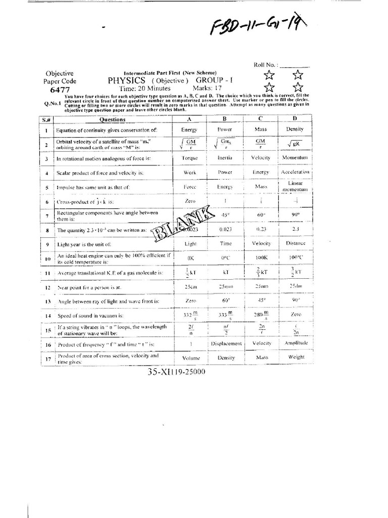 Physics-11 FBD - (G1+G2) - 19 | PDF