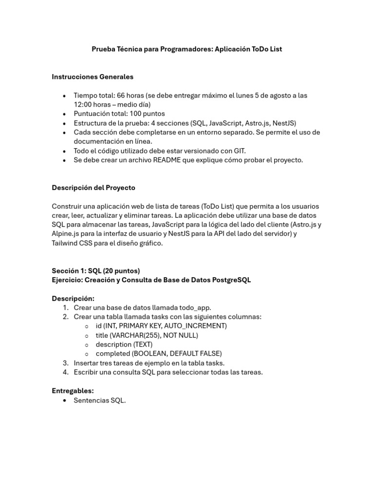 Prueba Técnica para Programadores (1) | PDF | SQL | Script Java