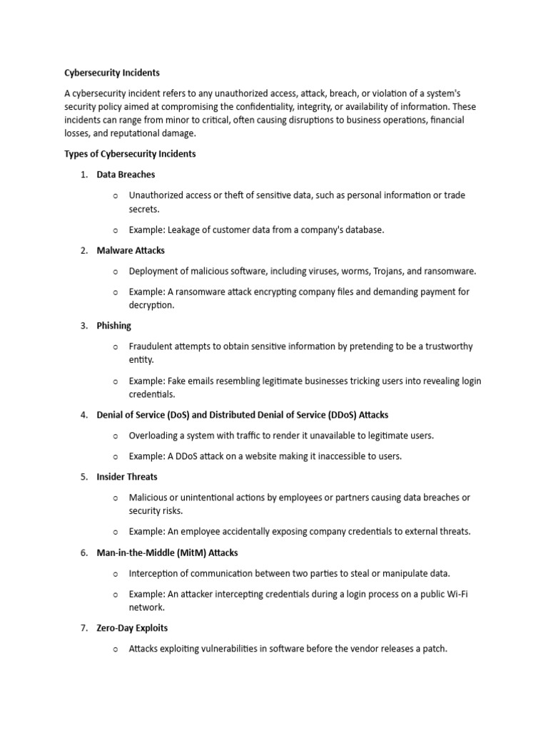 Cybersecurity Incidents | PDF | Security | Computer Security