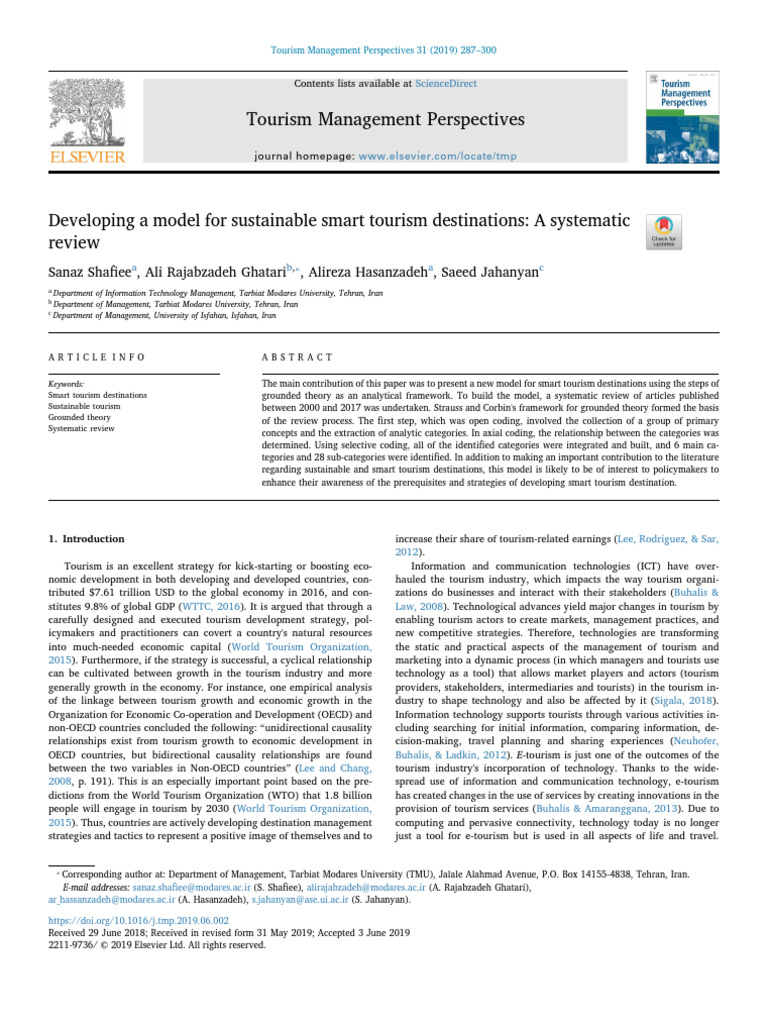 Sustainable Smart Tourism Model Development | PDF | Tourism ...