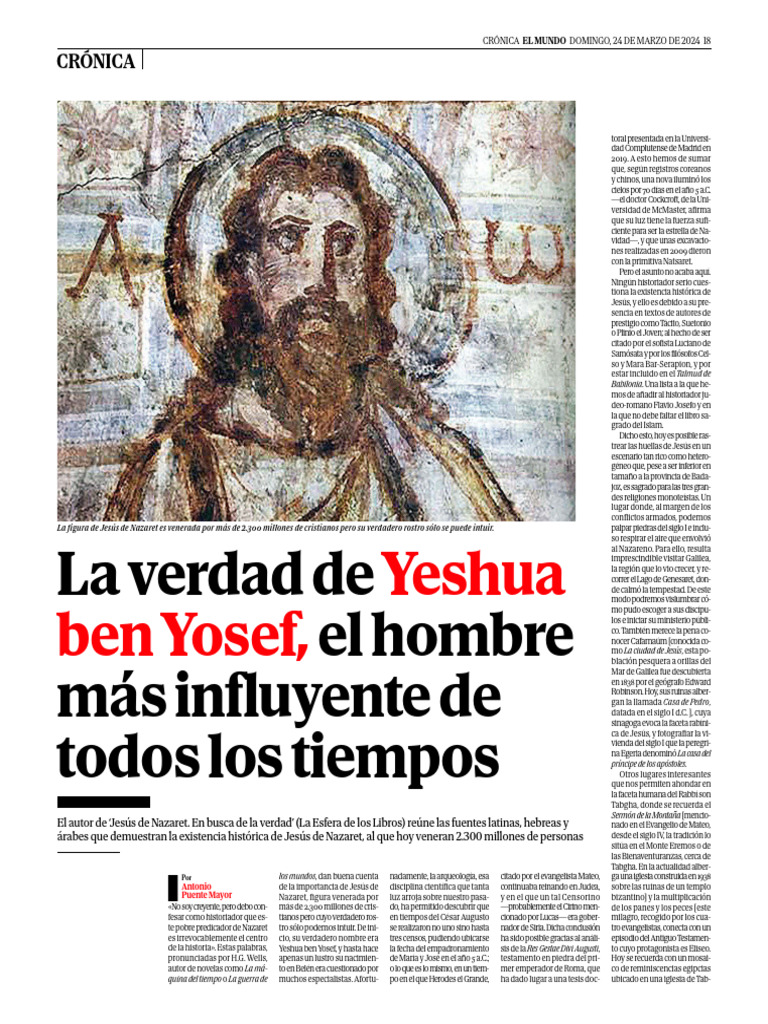 La verdad de Yesh ua ben Yosef, el hombre más influyente de todos los tiempos | PDF | Jesús ...