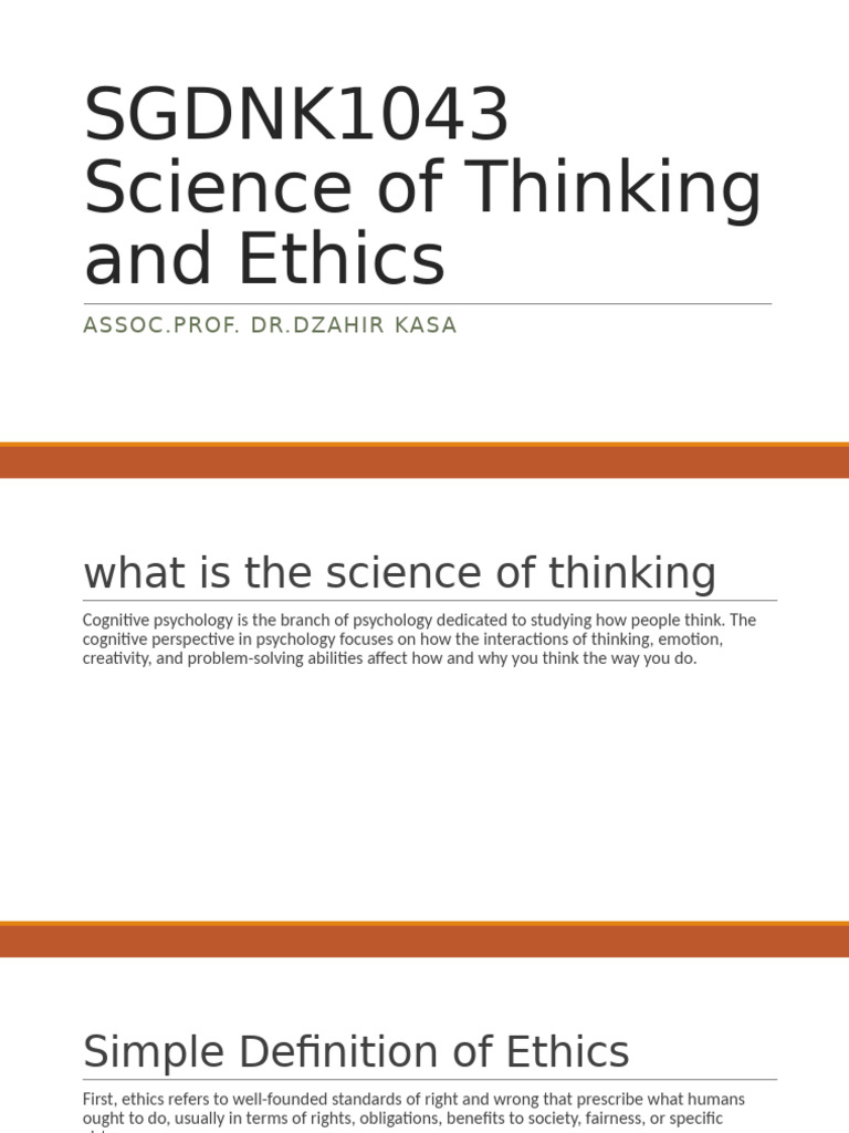 Science of Thinking and Ethics Explained | PDF | Meaning Of Life | Thought
