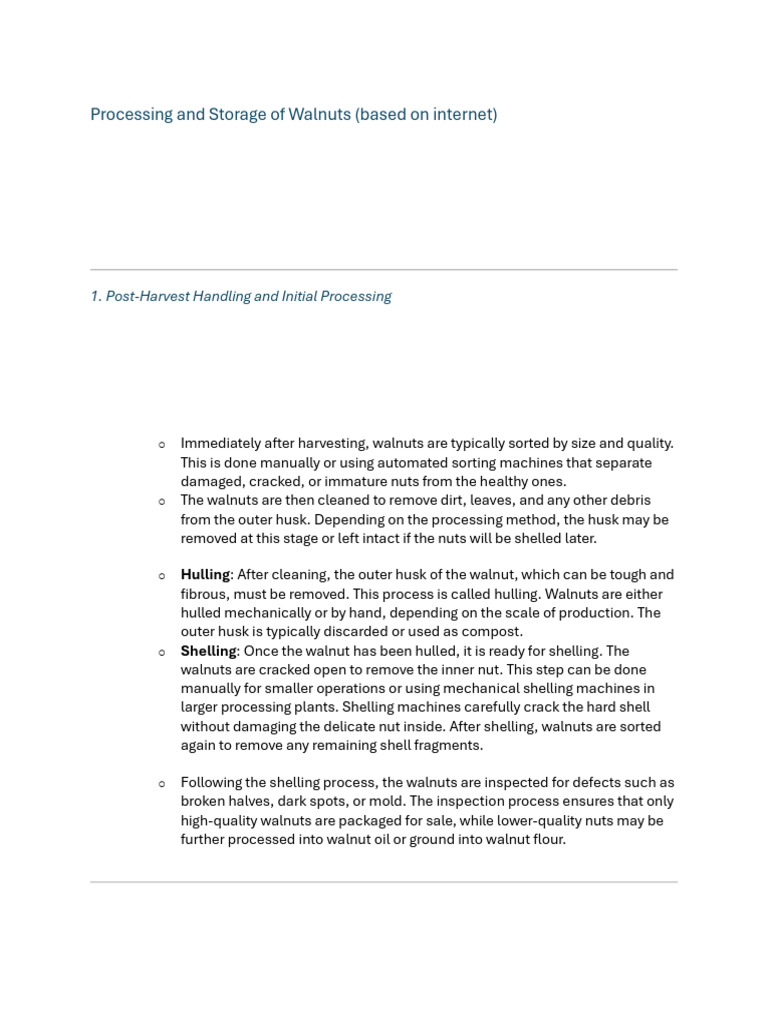 Walnut Processing and Storage Guide | PDF | Walnut