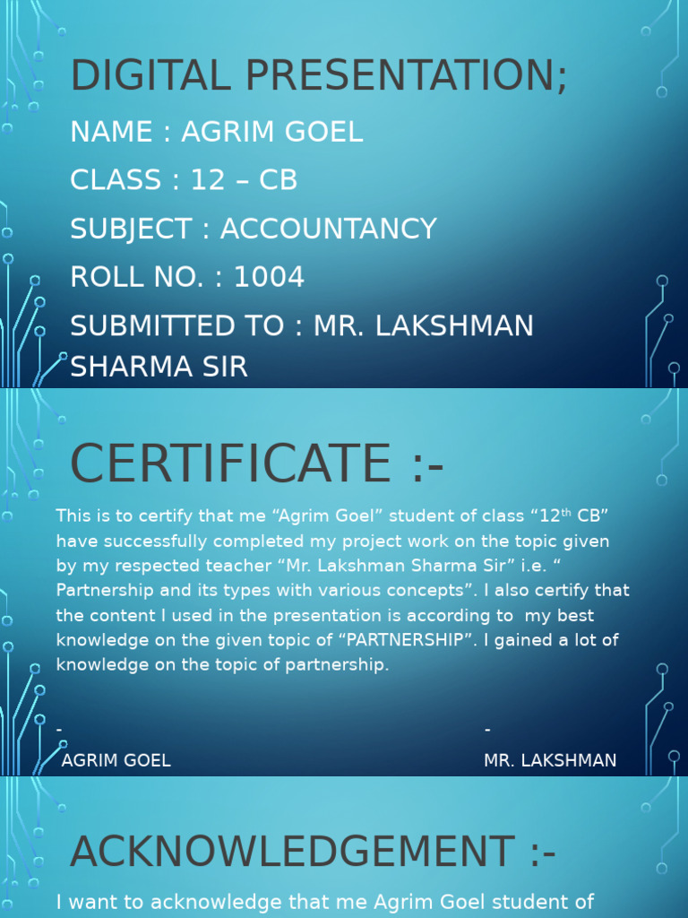 Agrim Goel's Partnership Project Presentation | PDF