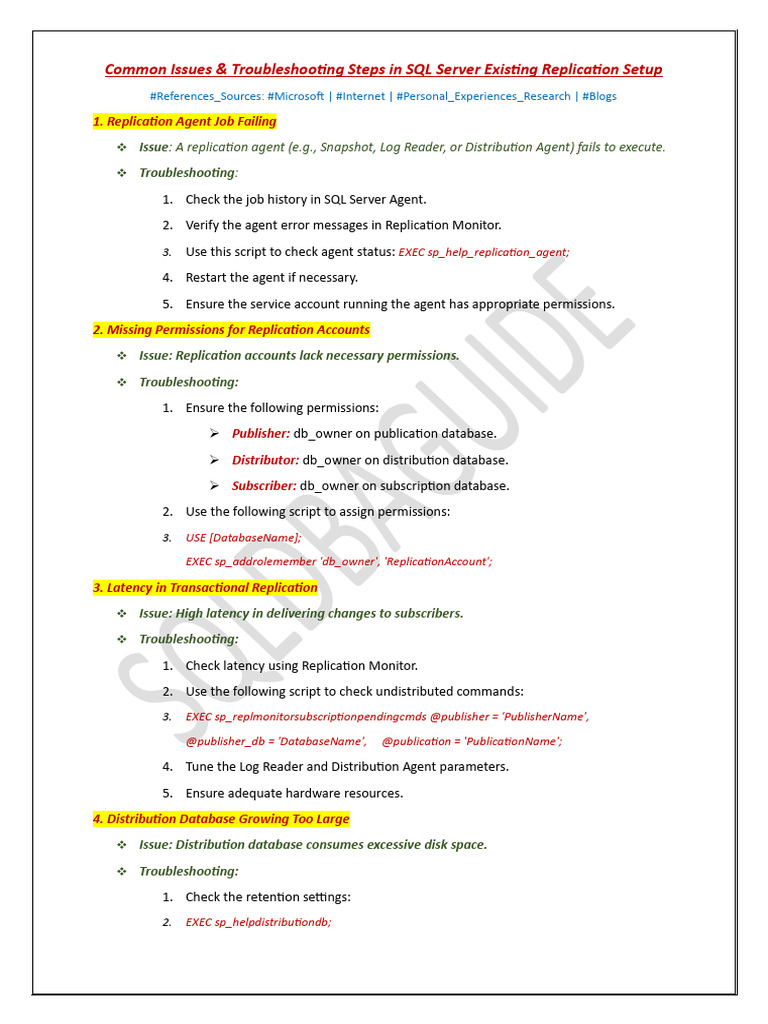 Issues in SQL Server Replication and Troubleshooting Steps | PDF ... Issues in SQL Server Replication and Troubleshooting Steps | PDF ...