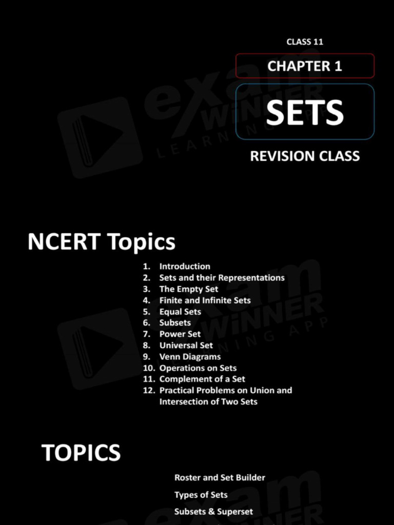 Class 11 Sets Revision Note | PDF