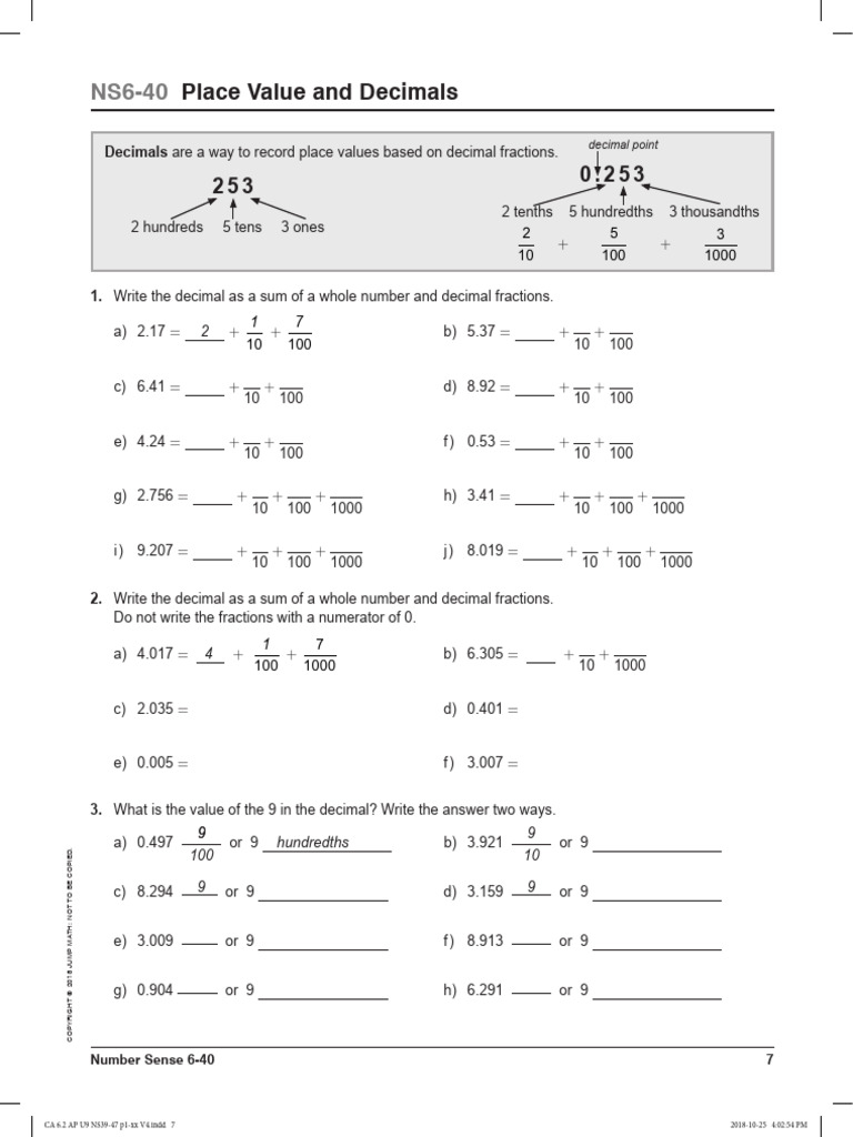JUMP Math New CDN Ed AP Book 6.2 Essential Lessons-BC | PDF | Numbers ...