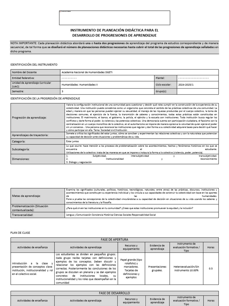 Prog5 Hum2 | PDF | Aprendizaje | Evaluación