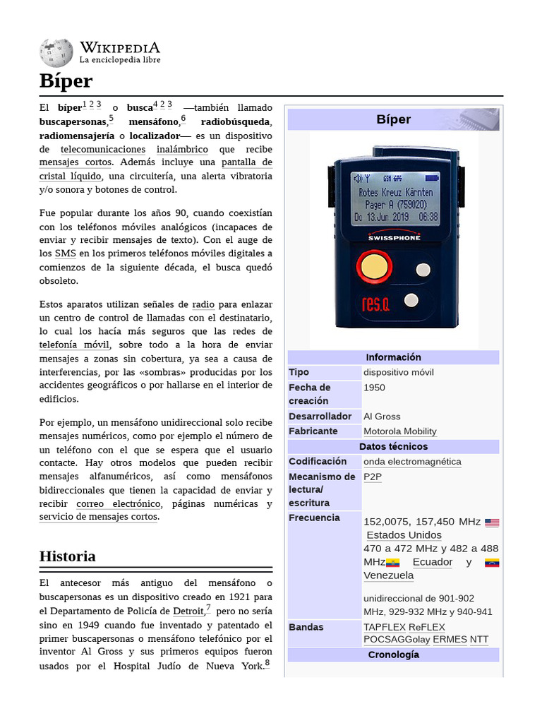 Historia y evolución del bíper | PDF | Equipo de telecomunicaciones ...