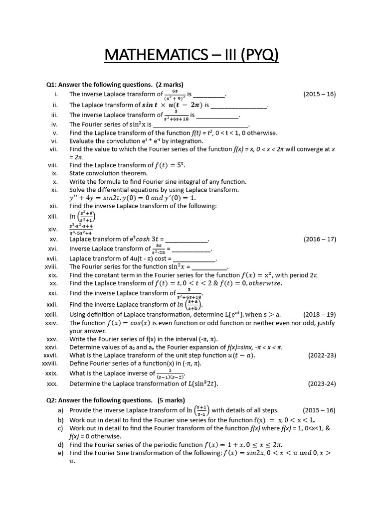 MATHEMATICS | PDF | Laplace Transform | Fourier Transform