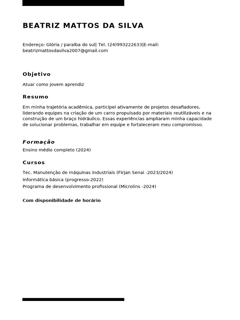 CV Beatriz Mattos | PDF
