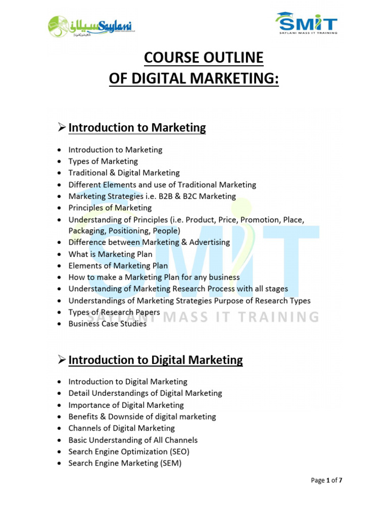 Digital Marketing Course Outline | PDF | Digital Marketing | Search ...