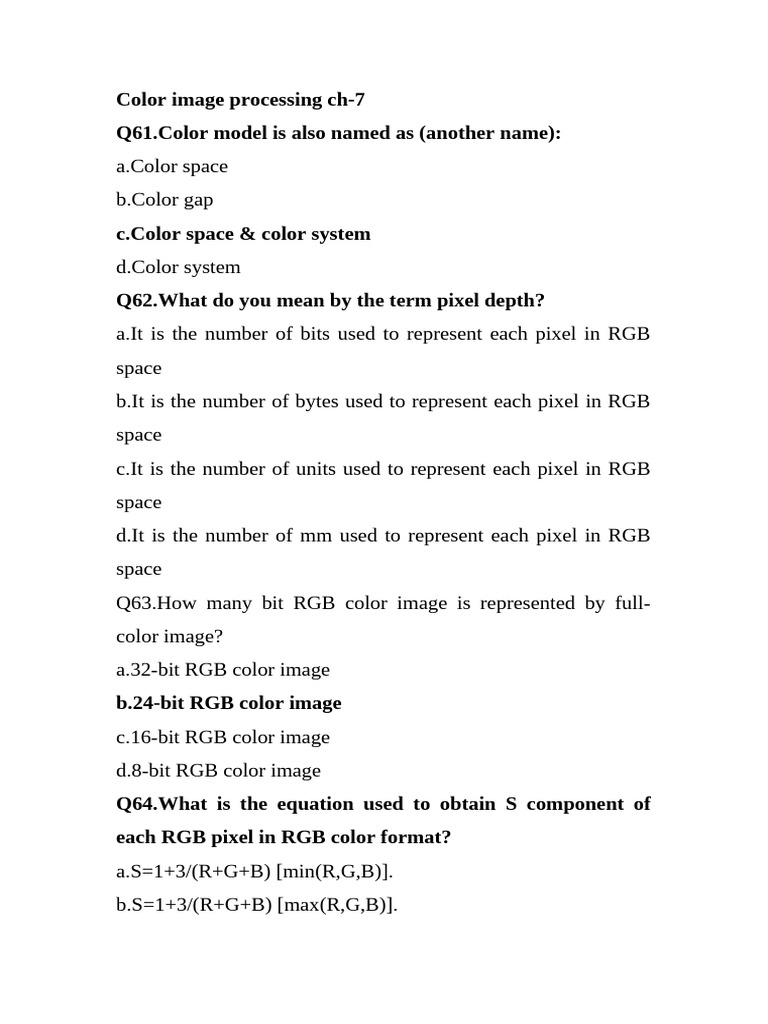 Color Image Processing CH 7 | PDF | Rgb Color Model | Color