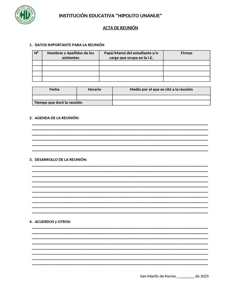 Acta de Reunión | PDF