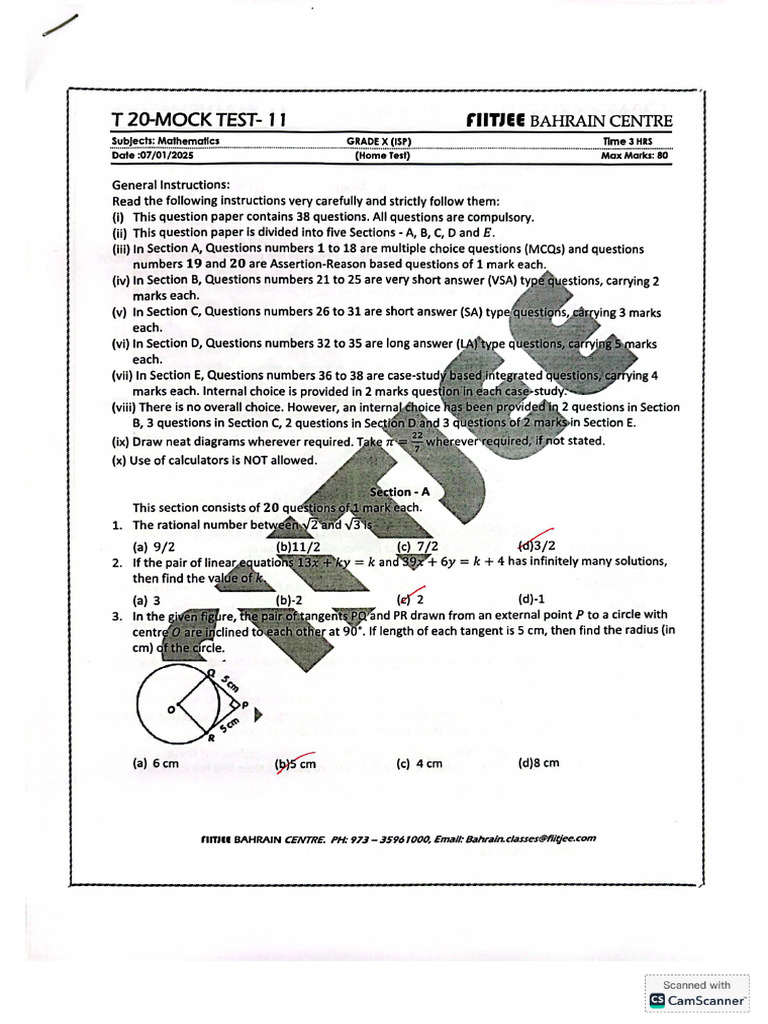 T20 MT11 (HT) Math Ans Key | PDF