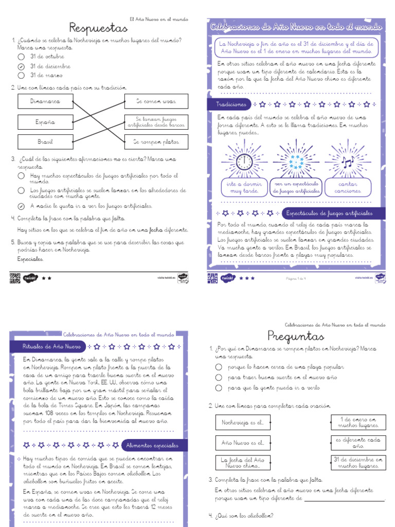 Es SL 1701335872 Comprension Lectora Por Niveles El Ano Nuevo en El ...