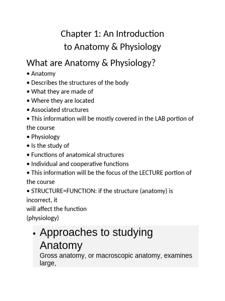 Chapter 1 Anatomy and Phisiology | PDF | Anatomy | Homeostasis