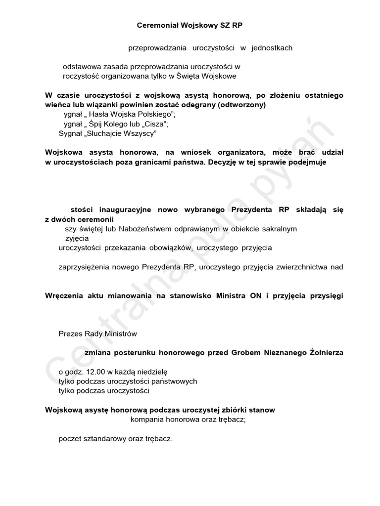 b3. Ceremonia Wojskowy SZ RP - 12 Pytan | PDF