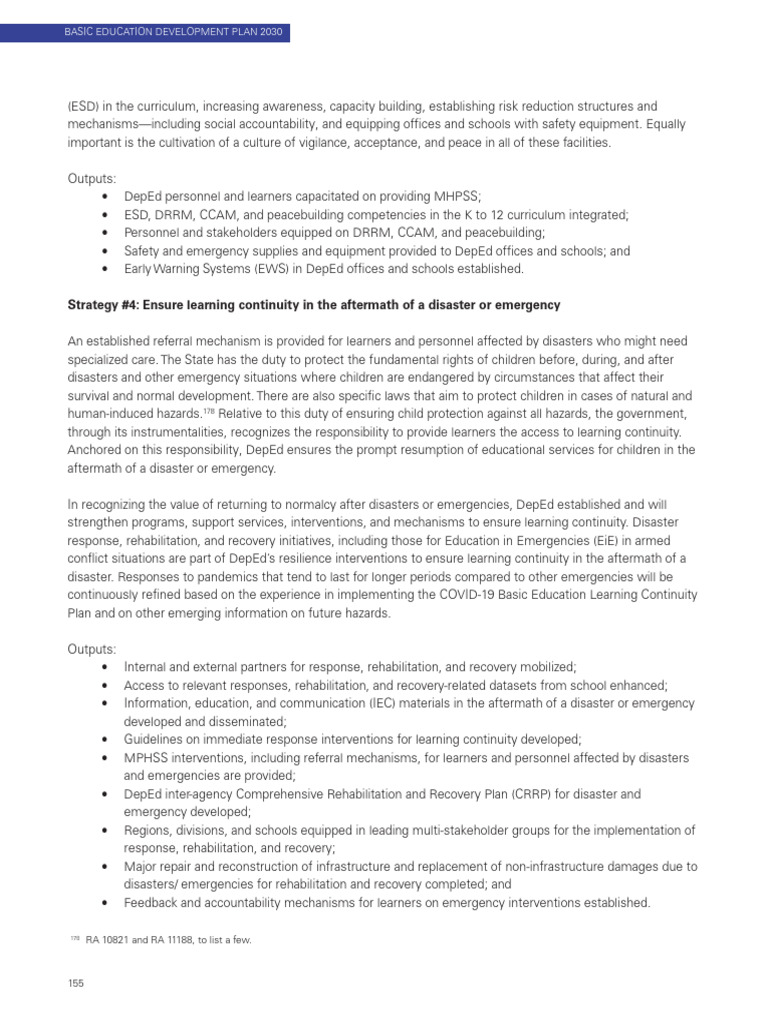 Deped Order - s2022 - 024 Adoption of The B E D Plan 2030 Sy Overall ...