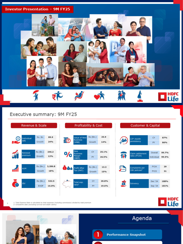 HDFC Life Investor Presentation Q3 FY25 | PDF | Insurance | Risk Management