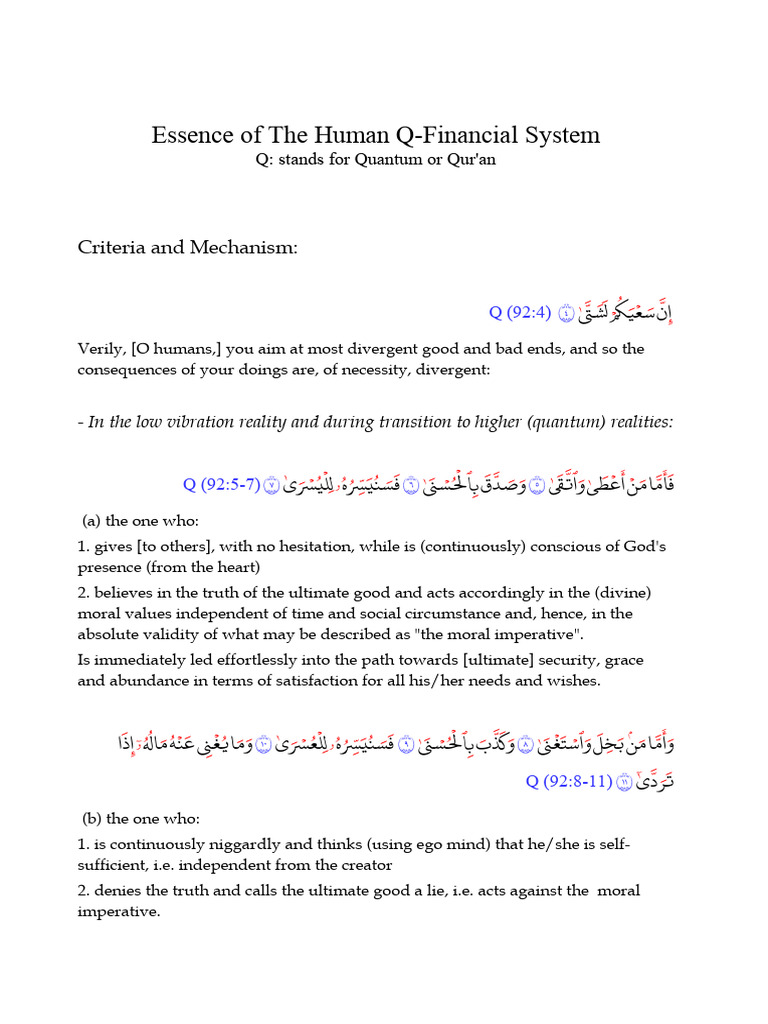 Human Q-Financial System Explained | PDF | Reality | Religious Belief ...