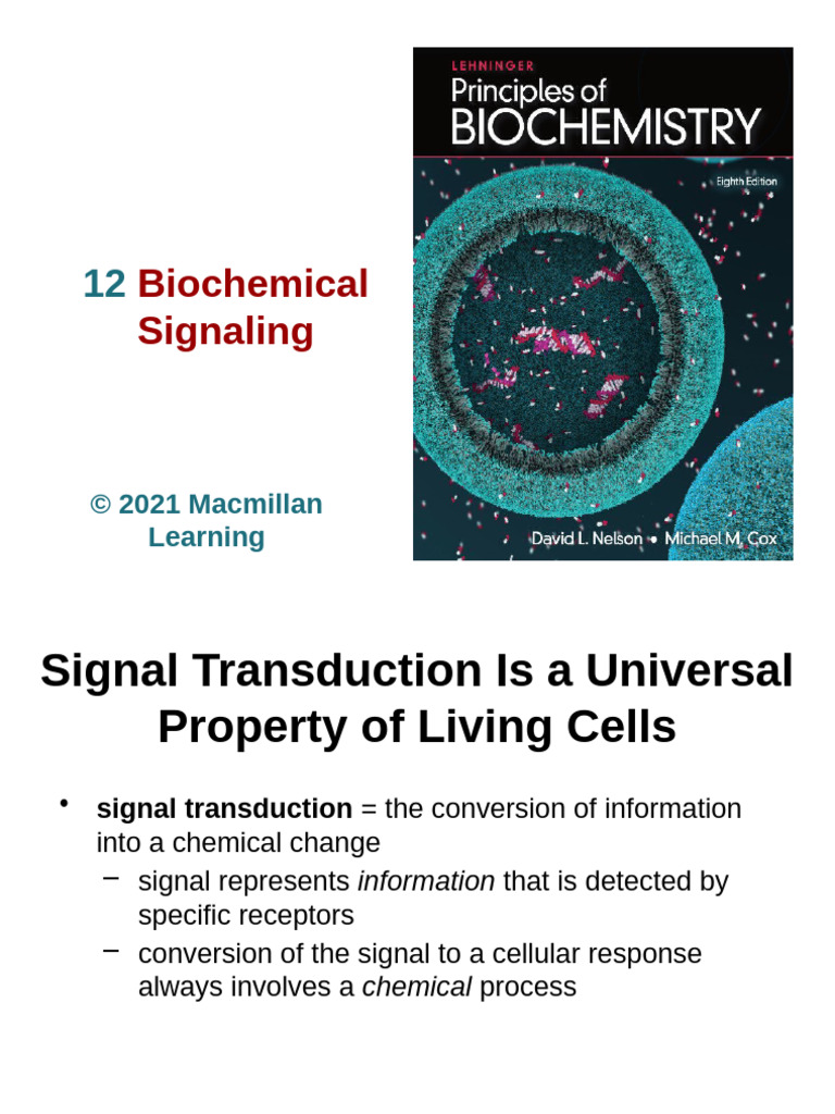 Biochem-Lecture ch12 Student | PDF | Cell Signaling | Signal Transduction