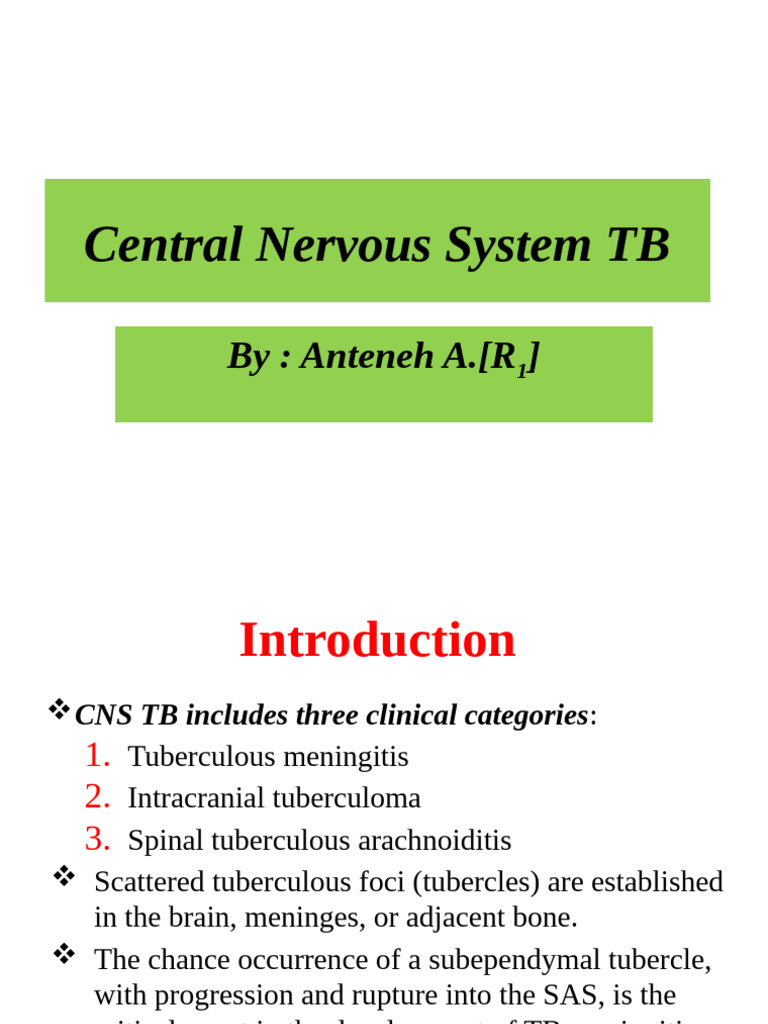 Understanding CNS Tuberculosis Types | PDF | Meningitis | Tuberculosis