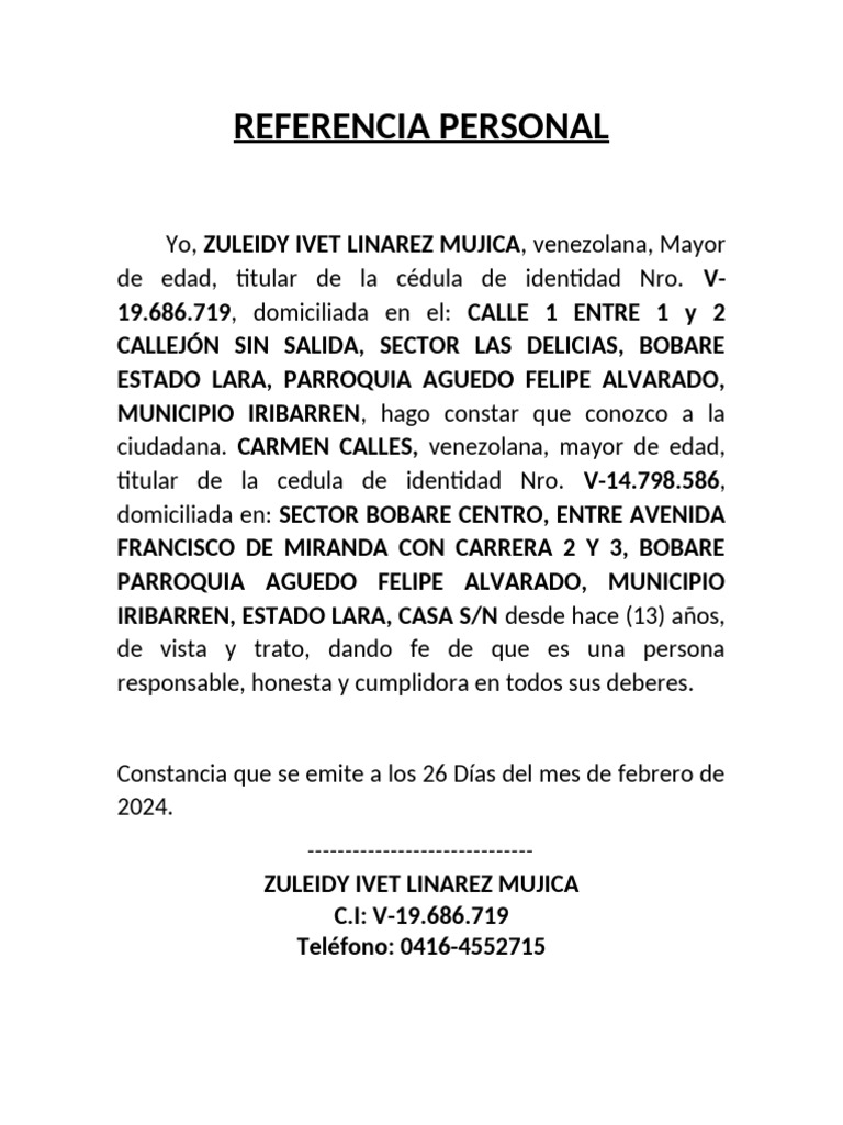 Referencia Personal | PDF