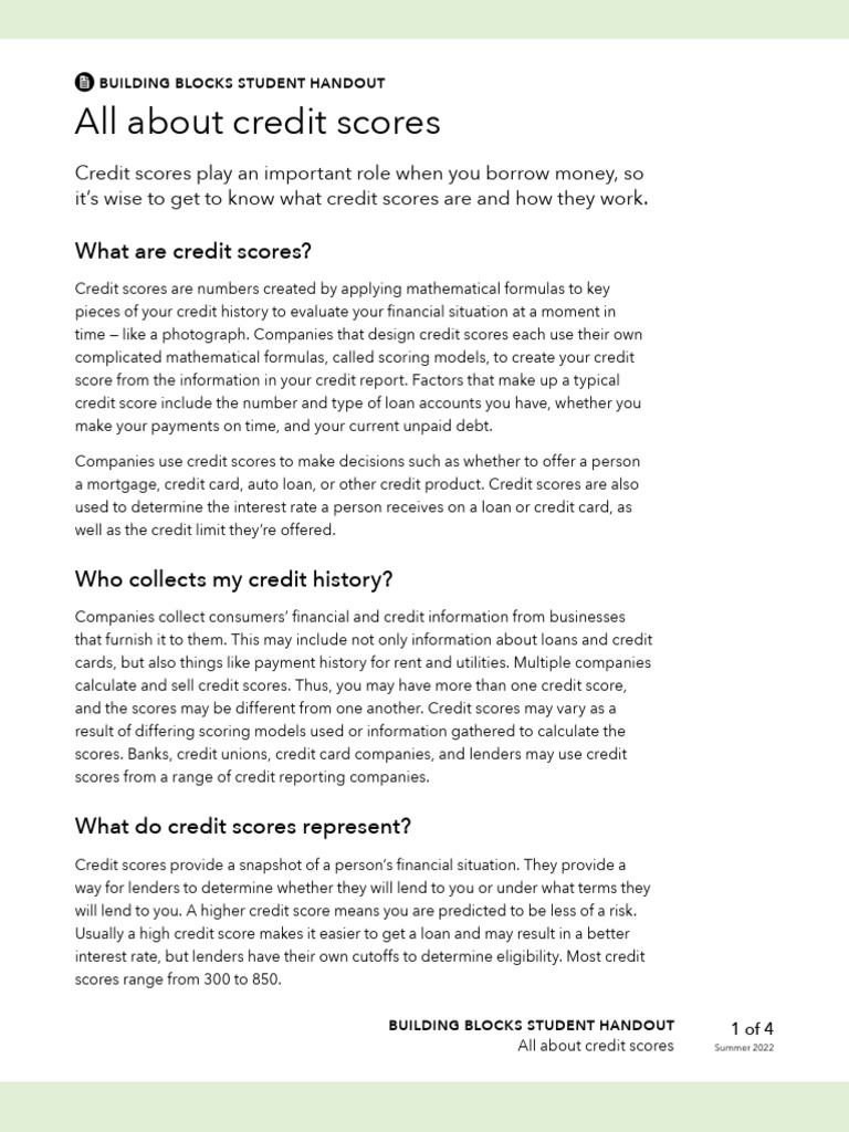 Understanding Credit Scores Explained | PDF | Credit | Finance & Money ...