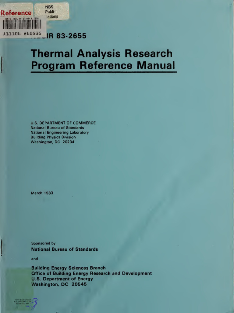 Thermal Analysis Research Program Reference Manual | PDF | Thermal ...