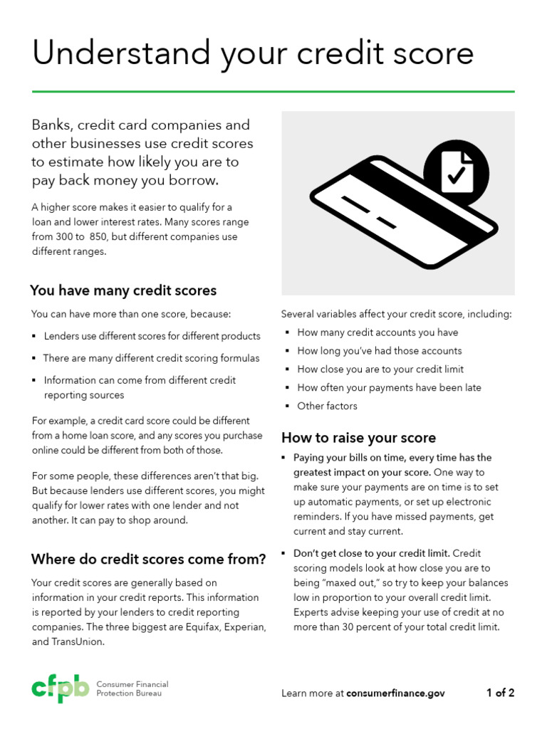 understand-your-credit-score | PDF | Credit History | Credit Card