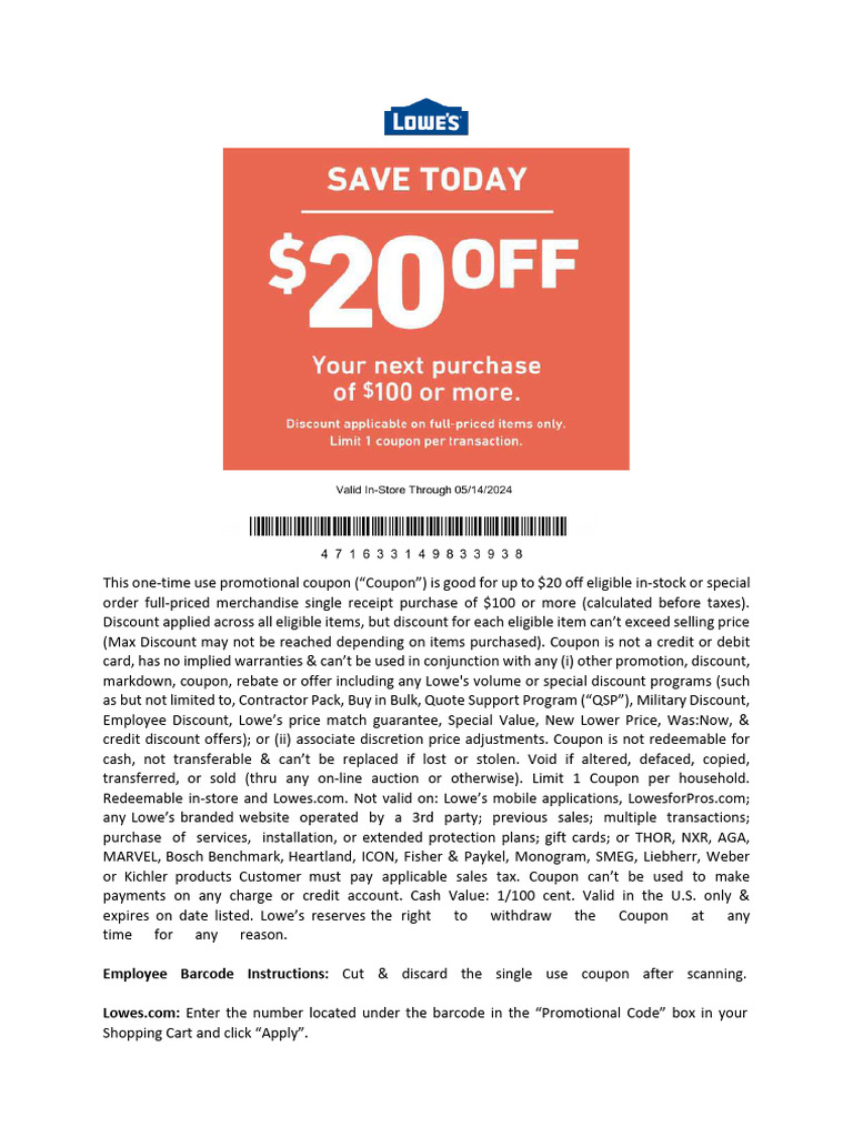 And - Lowe's Mobile Applications,: Employee Barcode Instructions | PDF
