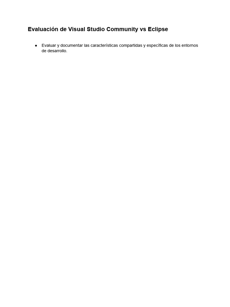 Comparativa: Visual Studio vs Eclipse | PDF