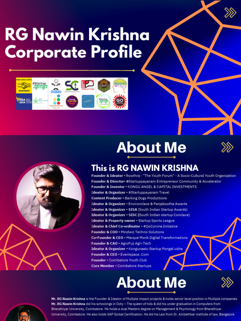 RG Nawin Krishna: Entrepreneur Profile | PDF | Entrepreneurship ...