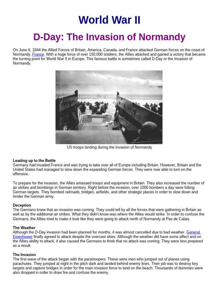 D-Day Handout | PDF | Normandy Landings | Operation Overlord
