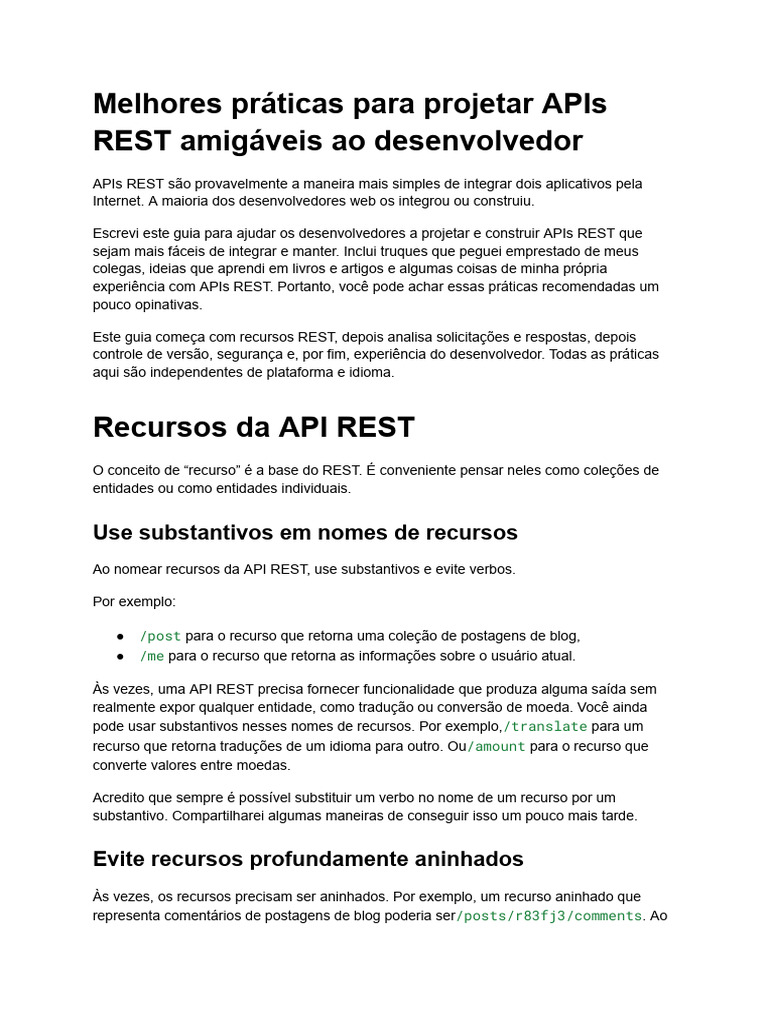 Melhores Práticas RestAPI | PDF | Desenvolvimento de software | Informática