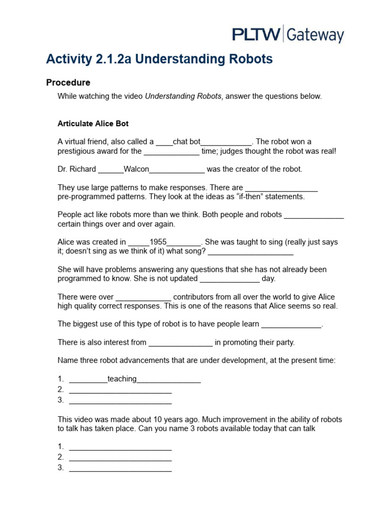 Mohammad Siddiqui - 2.1.2.a UnderstandingRobots | PDF | Surgery | Robot