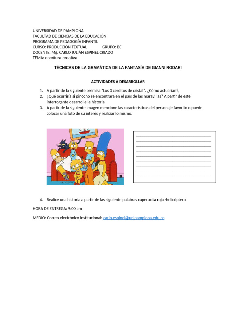 Taller de Escritura Creativa. Técnicas de La Gramática de La Fantasia ...