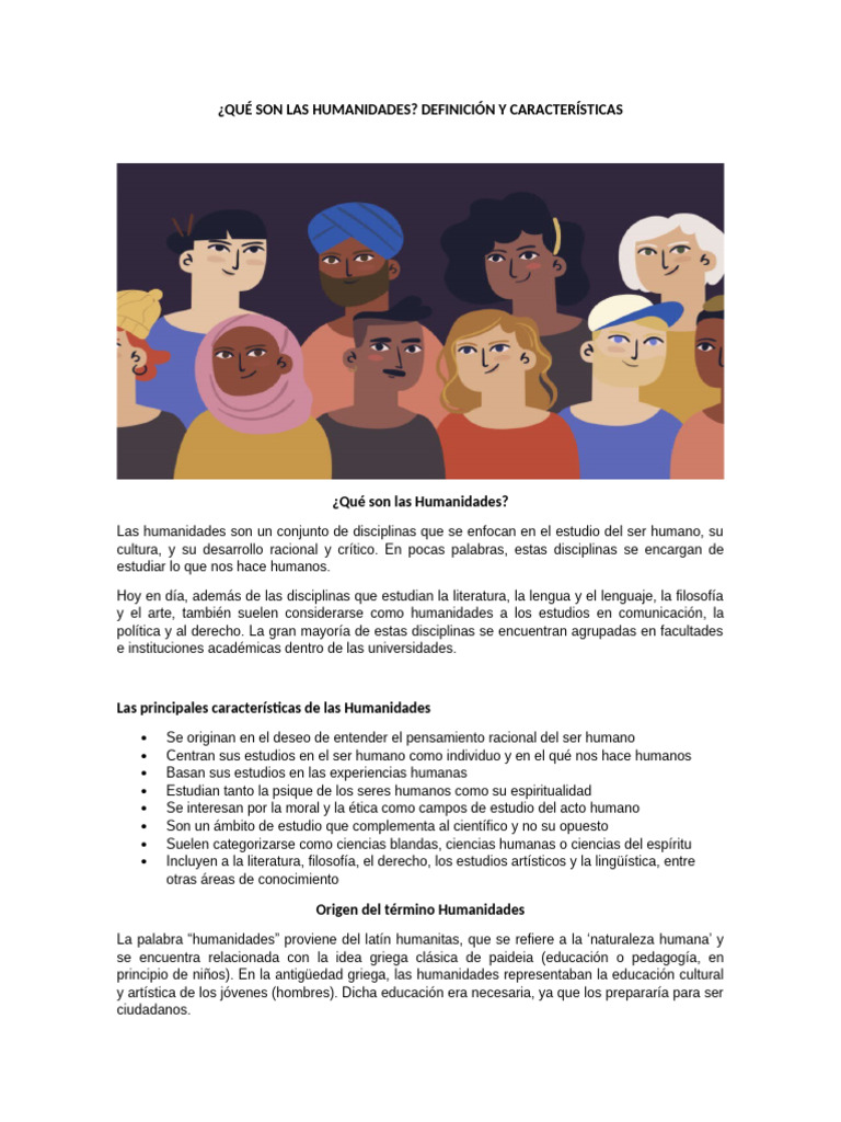 Qué Son Las Humanidades. Definición y Características | PDF ...
