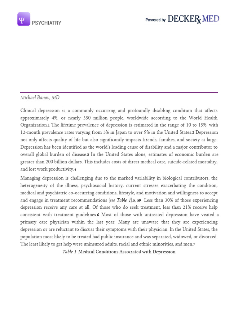 Management of Depression, Part 1 _ Identification and Diagnosis | PDF ...