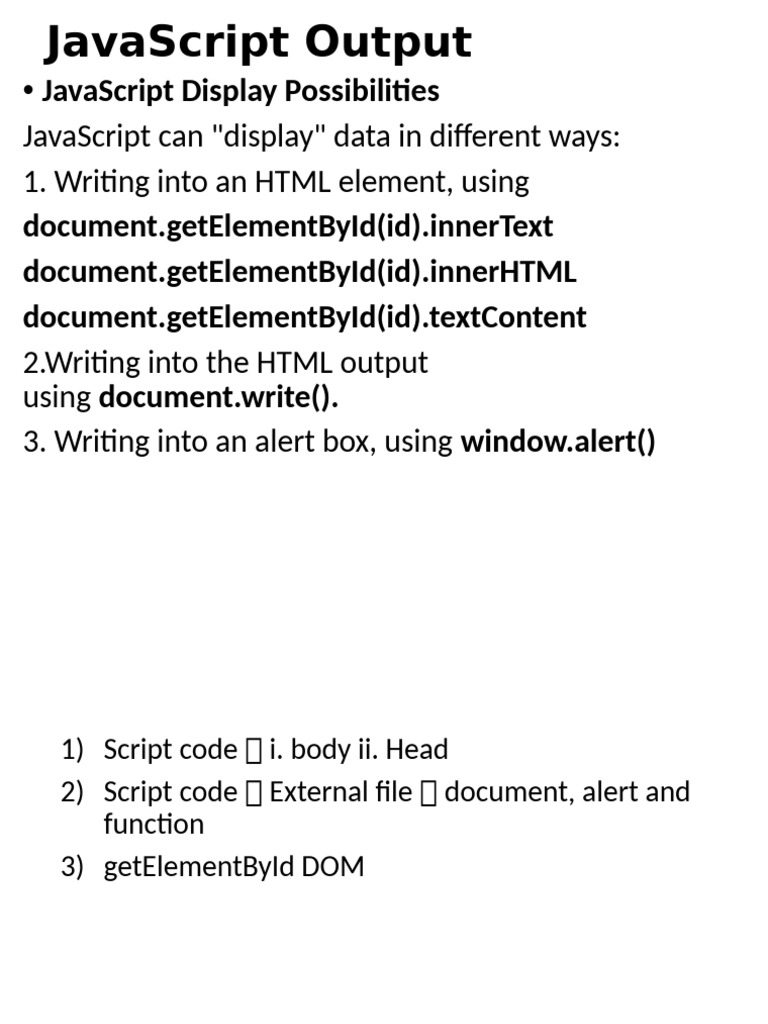JAVASCRIPT DISPLAY POSSIBILITIES | PDF | Java Script | Document Object ...